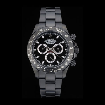 Rolex Daytona Black Ion Plated Tachymeter Black Stainless Steel Strap ...